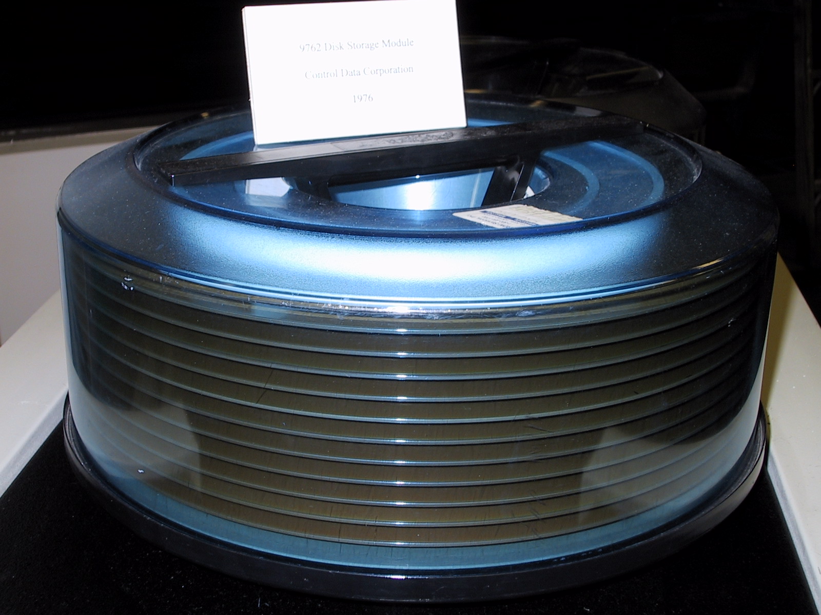 A two gigabyte hard drive from twenty years ago right next to a flash ...